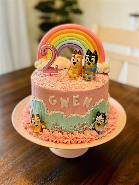 Bluey Birthday Cake Rainbow Birthday Cake Bluey And Bingo Cake Artofit