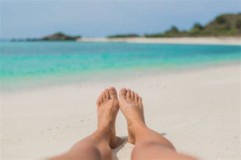 Woman S Bare Feet On The Beach Stock Image Image Of Feet Outdoors
