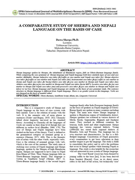 Comparative Case Study Of Sherpa And Nepali Pdf Verb Word