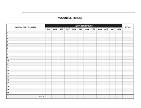 Free Printable Volunteer Hours Log Templates Excel Pdf Form Sheet