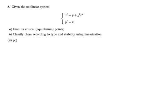 Solved Given The Nonlinear System A Find Its Chegg
