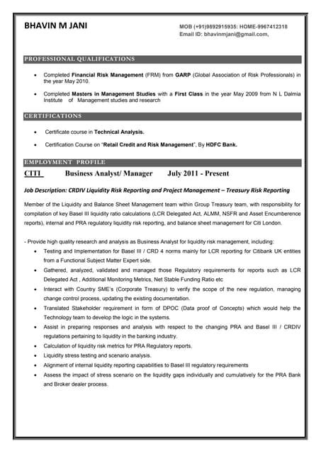 resume bhavin jani pdf