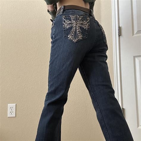 Vintage Low Rise Jeans Dark Wash Flare Jeans With Depop