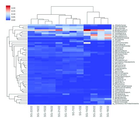 heatmaps with sample clustering constructed based on abundance data of