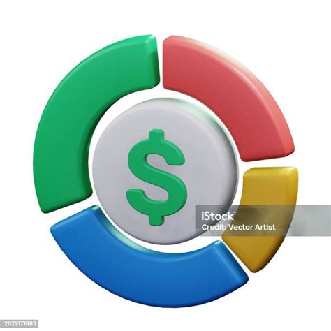 파이 차트 다이어그램 주위에 돈 금융 프리젠 테이션 보고서 Infographc 3d 렌더링 아이콘 일러스트 레이 션 디자인 0