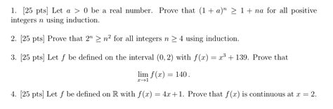 solved [25 ﻿pts] ﻿let a 0 ﻿be a real number prove that