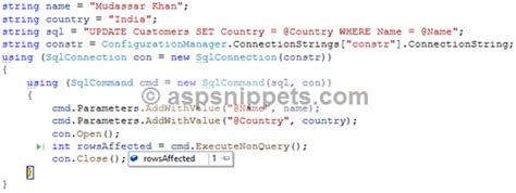 Understanding Sqlcommand Executenonquery In C And Vbnet