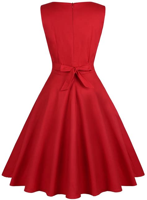 Ihot Vintage Tea Dress 1950s Floral Spring Garden Retro Swing Prom Party Cocktail Party Dress