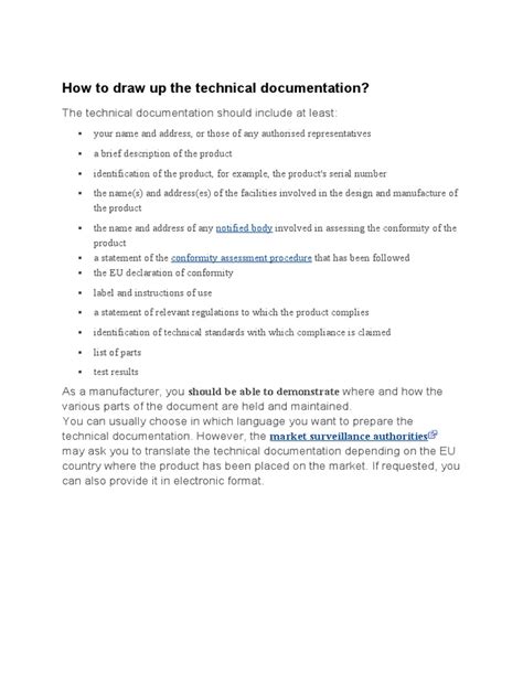 How To Draw Up The Technical Documentation Pdf Regulation
