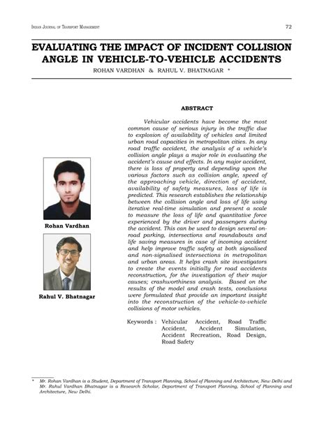 PDF EVALUATING THE IMPACT OF INCIDENT COLLISION ANGLE IN VEHICLE TO VEHICLE ACCIDENTS