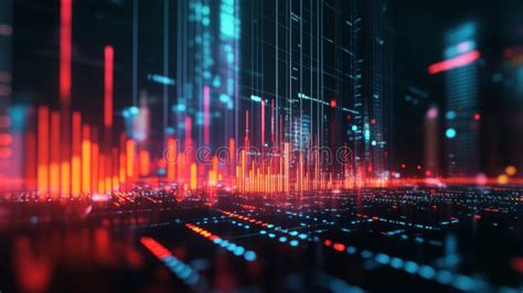 Abstract Data Visualization With Glowing Red And Blue Light Bars Stock Image Image Of Digital
