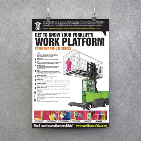 Forklift Work Platform Poster Visual Inspection Checklist