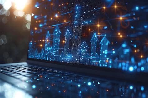 Premium Photo A Laptop Screen Displaying An Abstract Developing Graph Chart A Digital