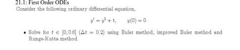 Solved 211 First Order Odes Consider The Following