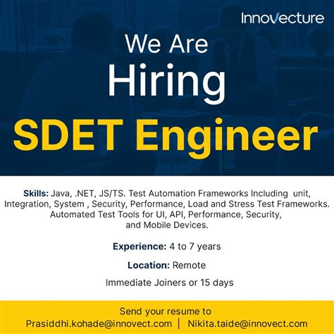 Innovecture On Linkedin We Are Hiring Sdet Engineer Join Our Dynamic Tech Team As An Sdet…