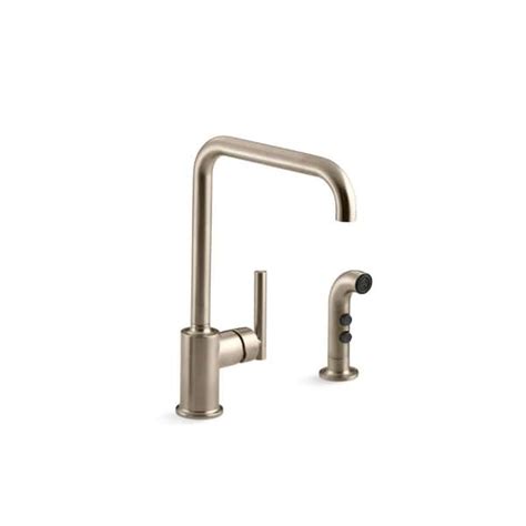 Kohler Purist Single Handle Standard Kitchen Faucet With Side Sprayer
