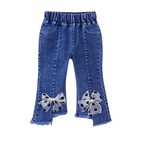 Girls Baggy Jeans Elastic High Waist Wide Leg Palazzo Denim Pants Teen