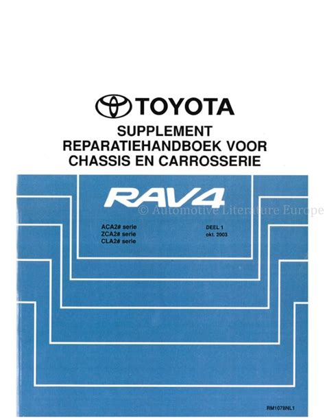 2003 Toyota Rav4 Chassis And Body Workshop Manual Dutch