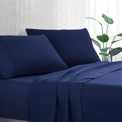 Luxton Navy Blue Sheet Set Queen Size 1000tc Premium Soft Microfibre