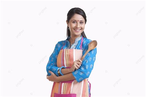 앞치마를 입은 젊은 여성의 초상 사진 배경 및 무료 다운로드를위한 그림 Pngtree