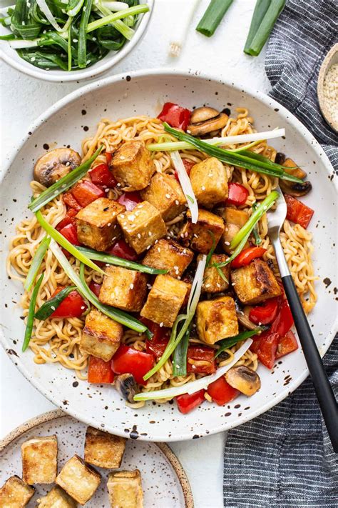 Crispy Tofu Stir Fry With Veggies And Noodles Thewellnessverse