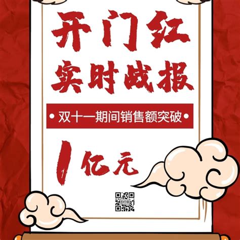 双十一海报在线编辑 双十一开门红卡通战报手机海报 图司机