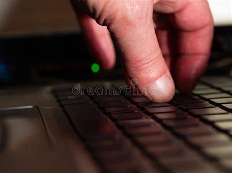 Network Engineer With Laptop With Ethernet Switch Port Lights Stock Image Image Of Digital