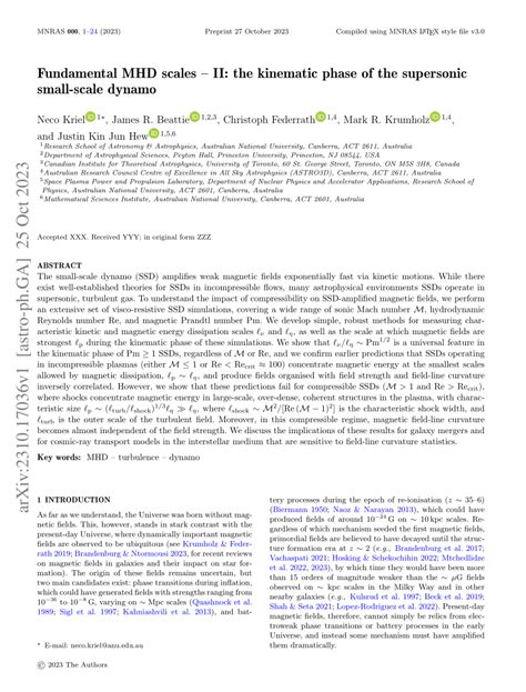 Pdf Fundamental Mhd Scales Ii The Kinematic Phase Of The