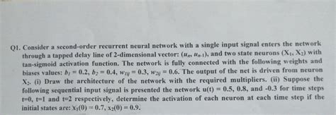 Solved Q Consider A Second Order Recurrent Neural Network Chegg