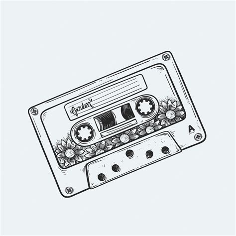 Illustrazione Del Contorno Di Una Cassetta Disegnata A Mano Vettore