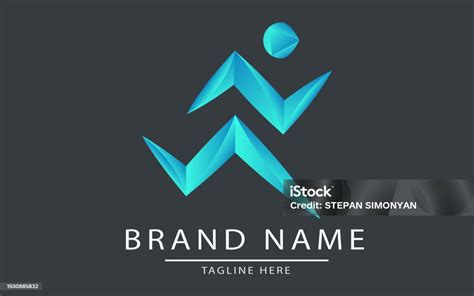 런닝맨 추상 배달 스포츠 피트니스 로고 디자인 벡터 리본 템플릿 기하학적 스타일입니다 건강한 생활방식에 대한 스톡 벡터 아트 및 기타 이미지 건강한 생활방식 금융