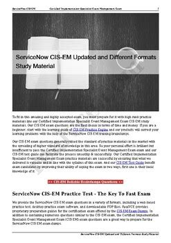 ServiceNow CIS EM Updated And Different Formats Study Material By Jul Pop
