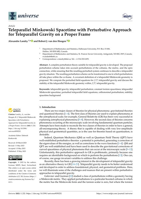 Pdf Teleparallel Minkowski Spacetime With Perturbative Approach For Teleparallel Gravity On A