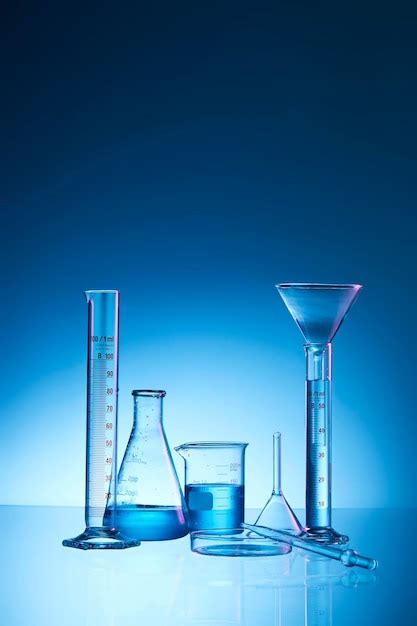 Premium Photo Laboratory Flask With Blue Liquid