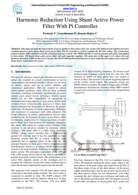 PDF Harmonic Reduction Using Shunt Active Power Filter With Pi Controller