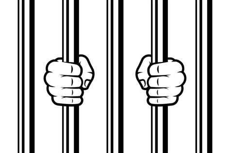 Illustration Hands Holding Prison Bars Vector Background 25560796