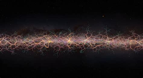 Abstract Neural Network With Glowing Connections On Dark Background Ai Generated Stock