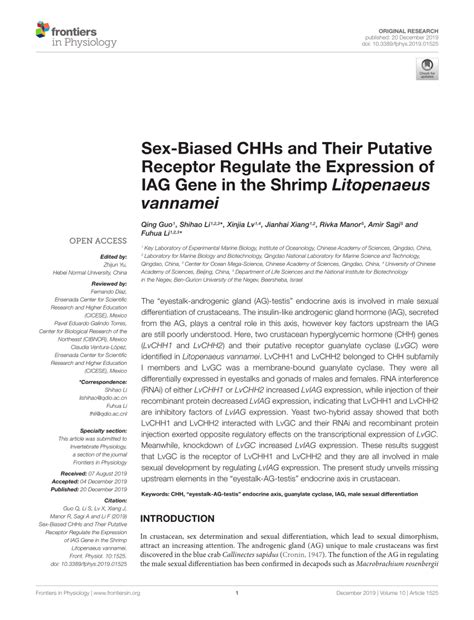 Pdf Sex Biased Chhs And Their Putative Receptor Regulate The