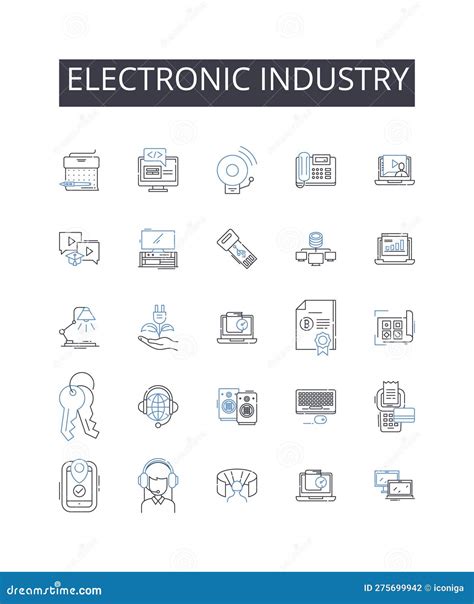 Electronic Industry Line Icons Collection High Tech Industry Technology Sector Digital Sector