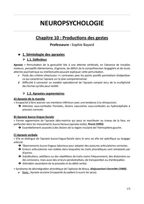 Neuropsychologie Chapitre 10 Neuropsychologie Chapitre 10