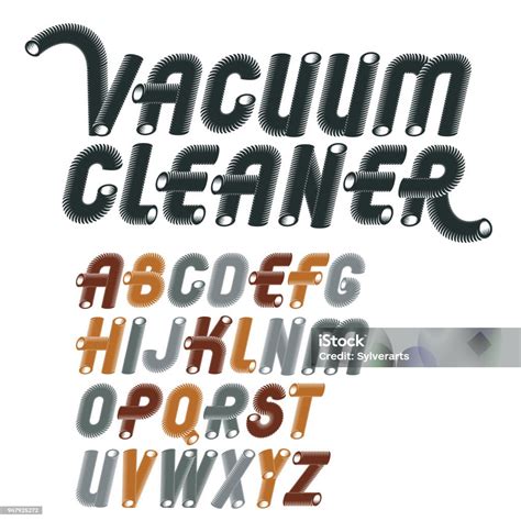 벡터 유행 자본 영어 알파벳 편지 컬렉션입니다 복고풍 이탤릭체 글꼴에서 스크립트는 Z 포스터 제작에 사용 하기 위해 최고의 산업용 호스 3 차원 실린더 튜브 디자인 했다 관