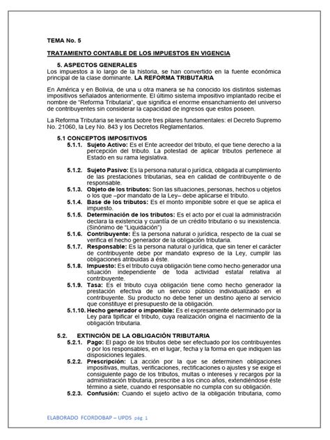 Tema 5 Tratamiento Contable De Los Impuestos Descargar Gratis Pdf