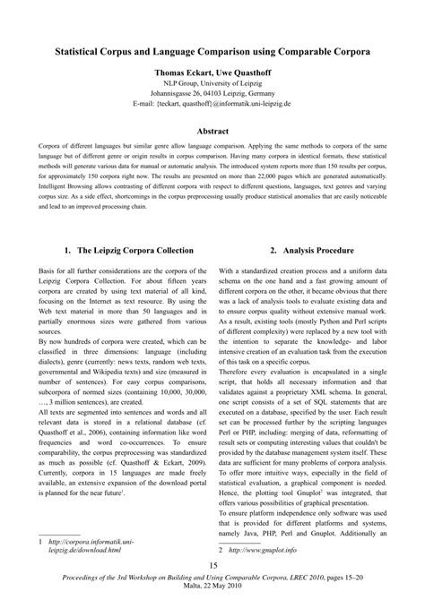 Pdf Statistical Corpus And Language Comparison Using Comparable Corpora