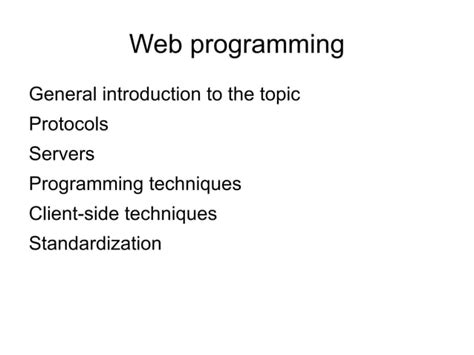 Web Server Side Programming Techniques Odp Web Development Internet