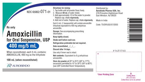 Amoxicillin Suspension 400mg 5ml 75ml Merit Pharmaceutical