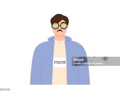 자부심 퍼레이드에 행복한 유행 게이 남자 성소수자 운동가 자부심 운동 개념 동성애자 권리 지원 및 평등 동성애 적 성격 Lgbt 프라이드의 달에 대한 스톡 벡터 아트 및