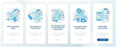 Premium Vector Homebuying Steps Blue Onboarding Mobile App Screen