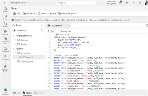 How To Create Table And Insert Records In Microsoft Fabric Data Warehouse Sql Endpoint Data