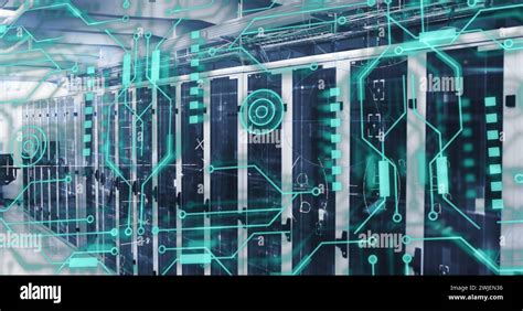 Image Of Connections And Data Processing Over Circuit Board And Servers Stock Photo Alamy