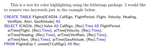 Color Temporarily Delete Keywords From Lstlistings Some Keywords Are Not Deleted Tex
